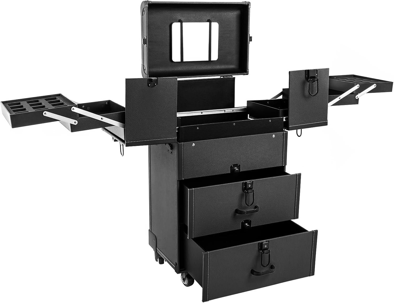 Cosmetic Cases Rolling Makeup Train Case Portable Cosmetic Organizer ...