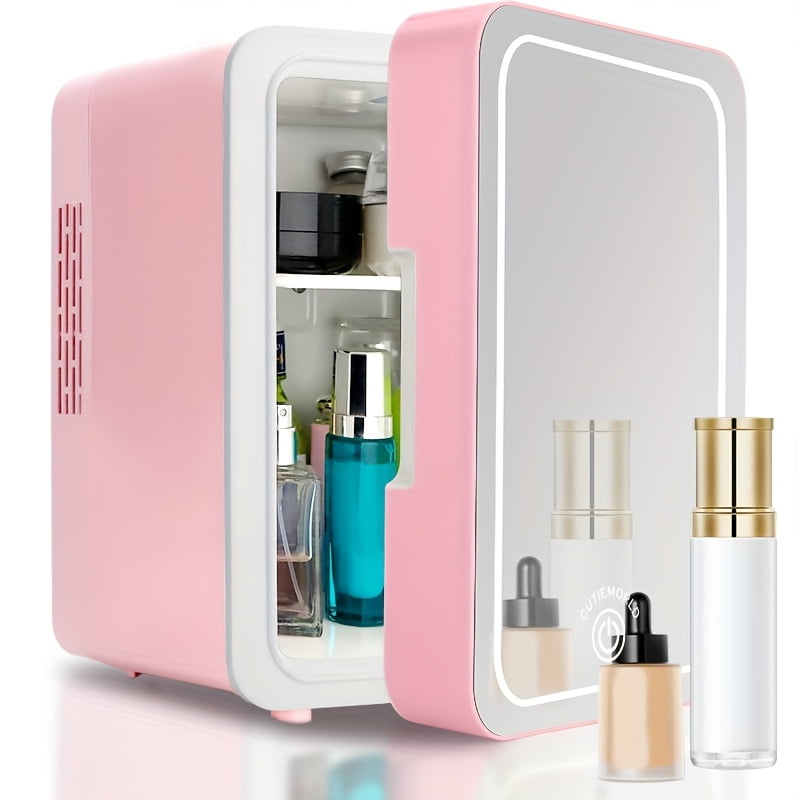 Cosmetic Display Cases Skincare Fridge Mini Fridge with Dimmable Mirror ...
