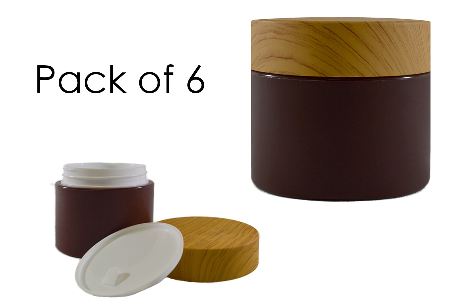 Cosmetic Jar 50 grams / 50 mL (6 PACK) - Bamboo Style - Includes PET ...