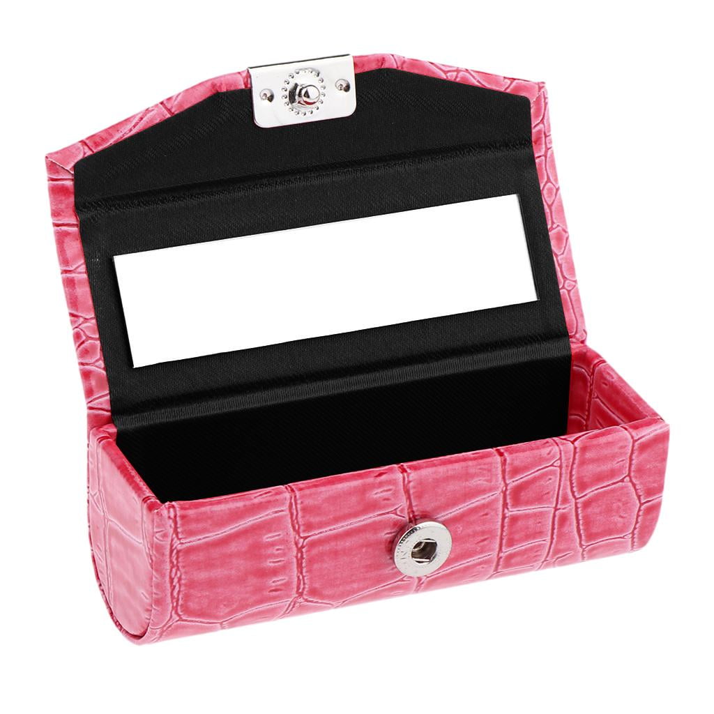 SERENABLE Cosmetic Lipstick Case Holder, Portable Organizer with Mirror ...