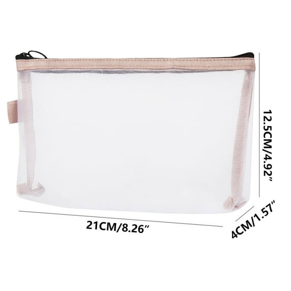 Cosmetic Mesh Storage Bag, Large Pink Zipper Bag Featuring Portable ...