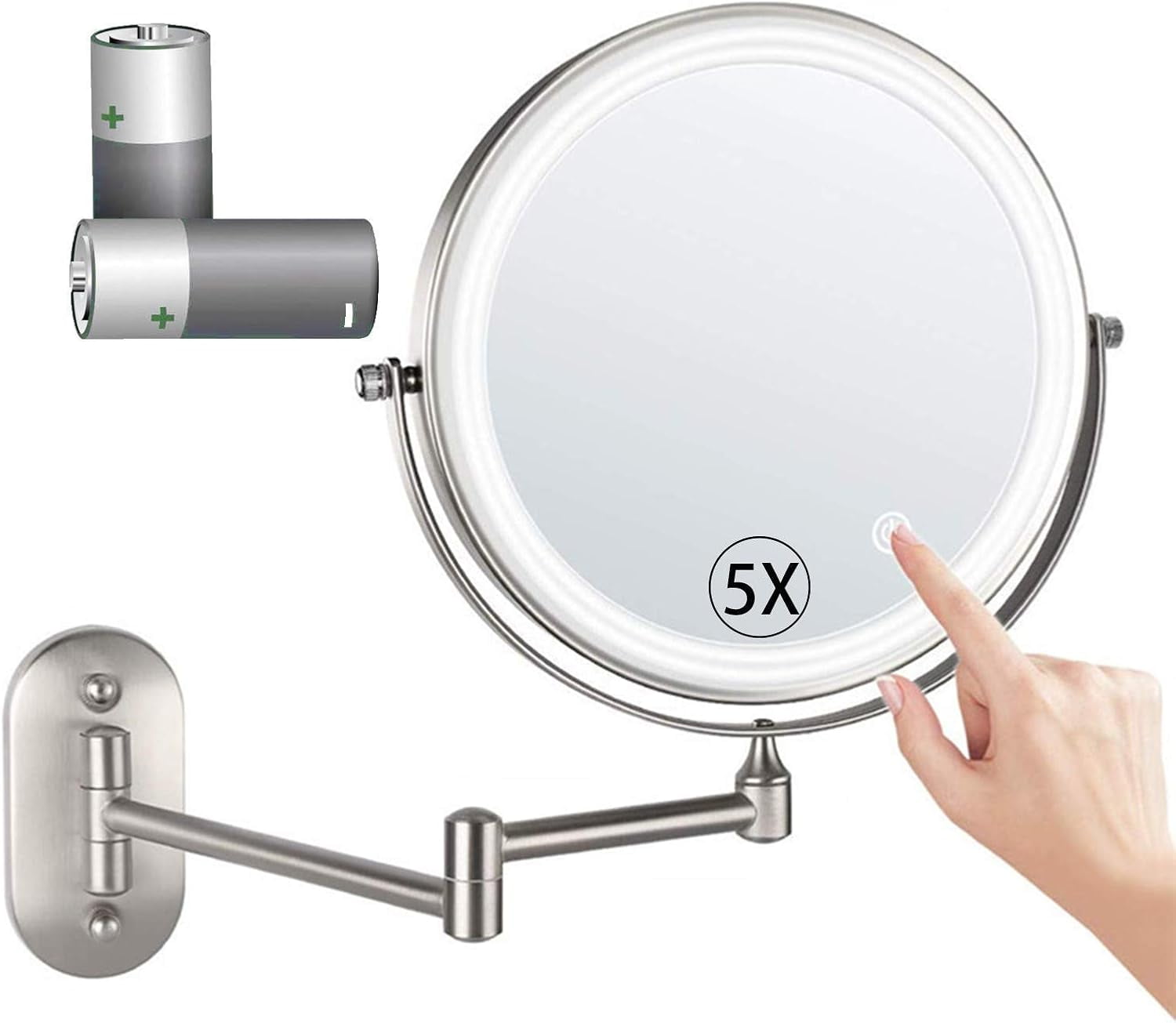 Cosmetic Mirror with Light and 5X Magnification,Wall Mounted Makeup ...