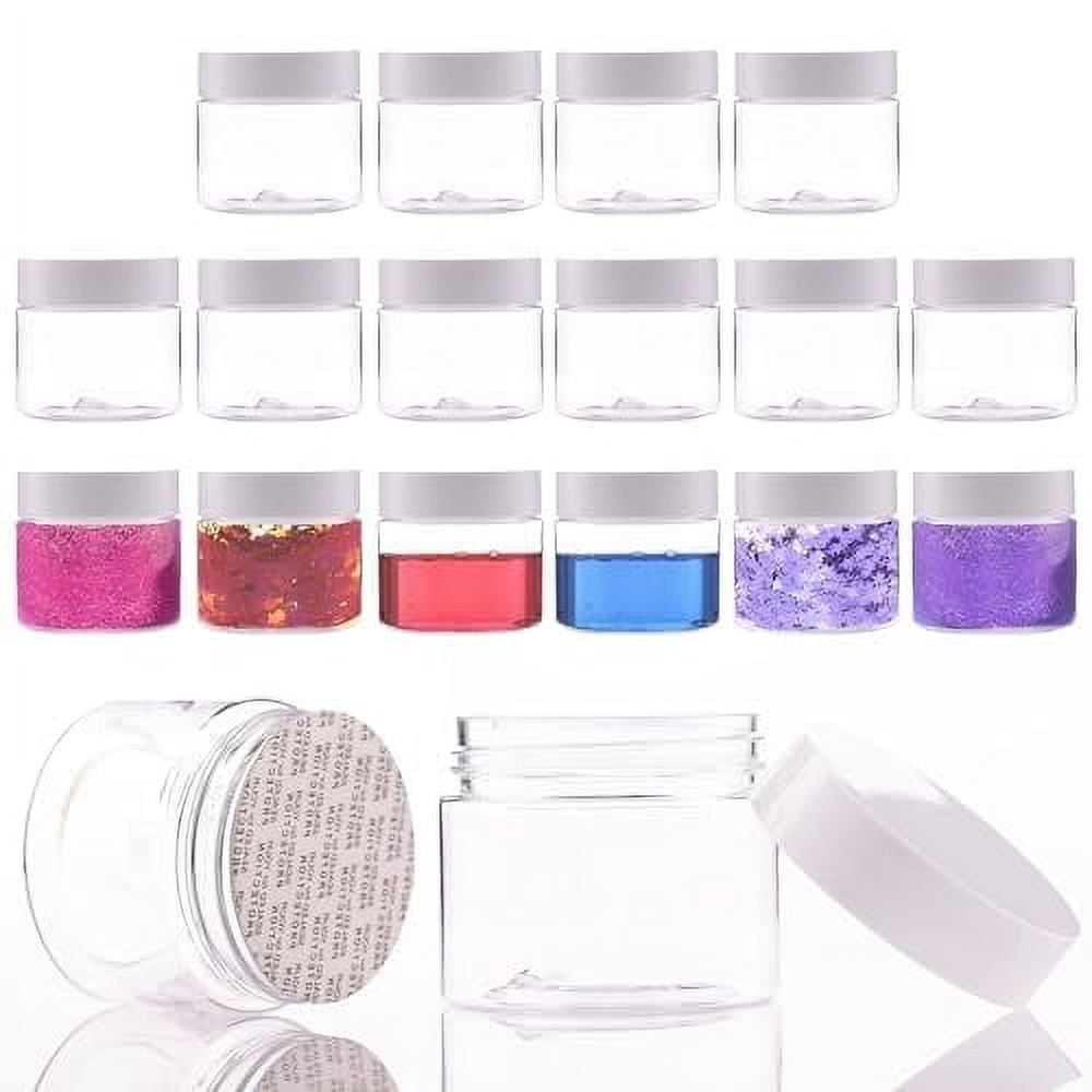 Cosmetic Plastic Jars with Lids and Liners - 2 oz Small Travel Jars ...