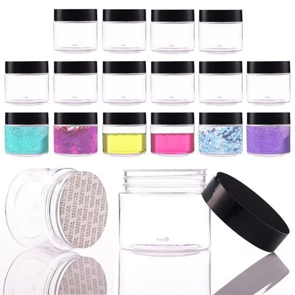 Cosmetic Plastic Jars with Lids and Liners - 2 oz Small Travel Jars ...