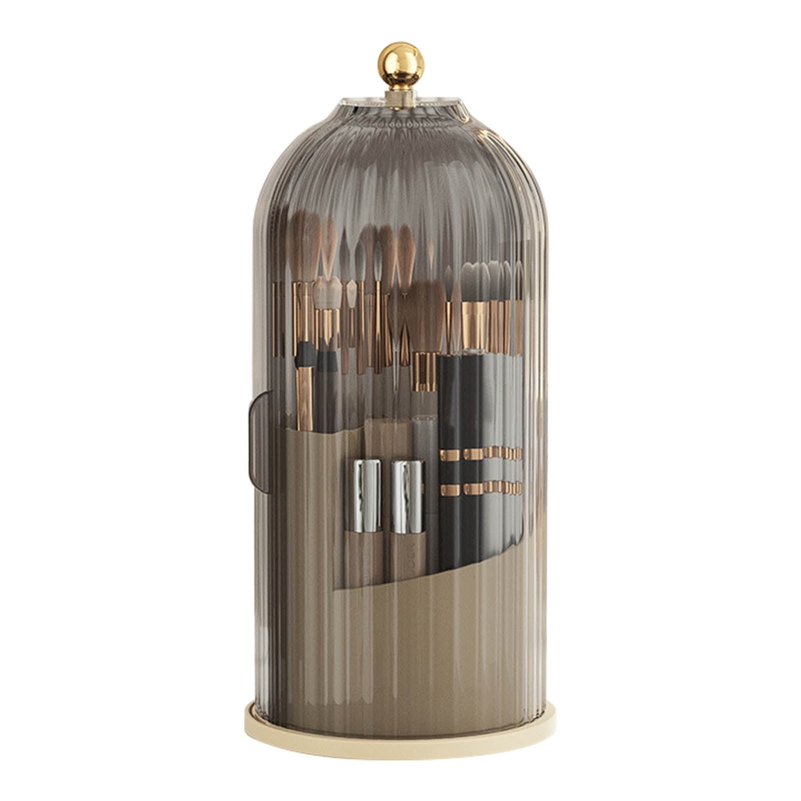 Cosmetic Storage Holder Box Transparent Rotating Sliding Door Makeup ...