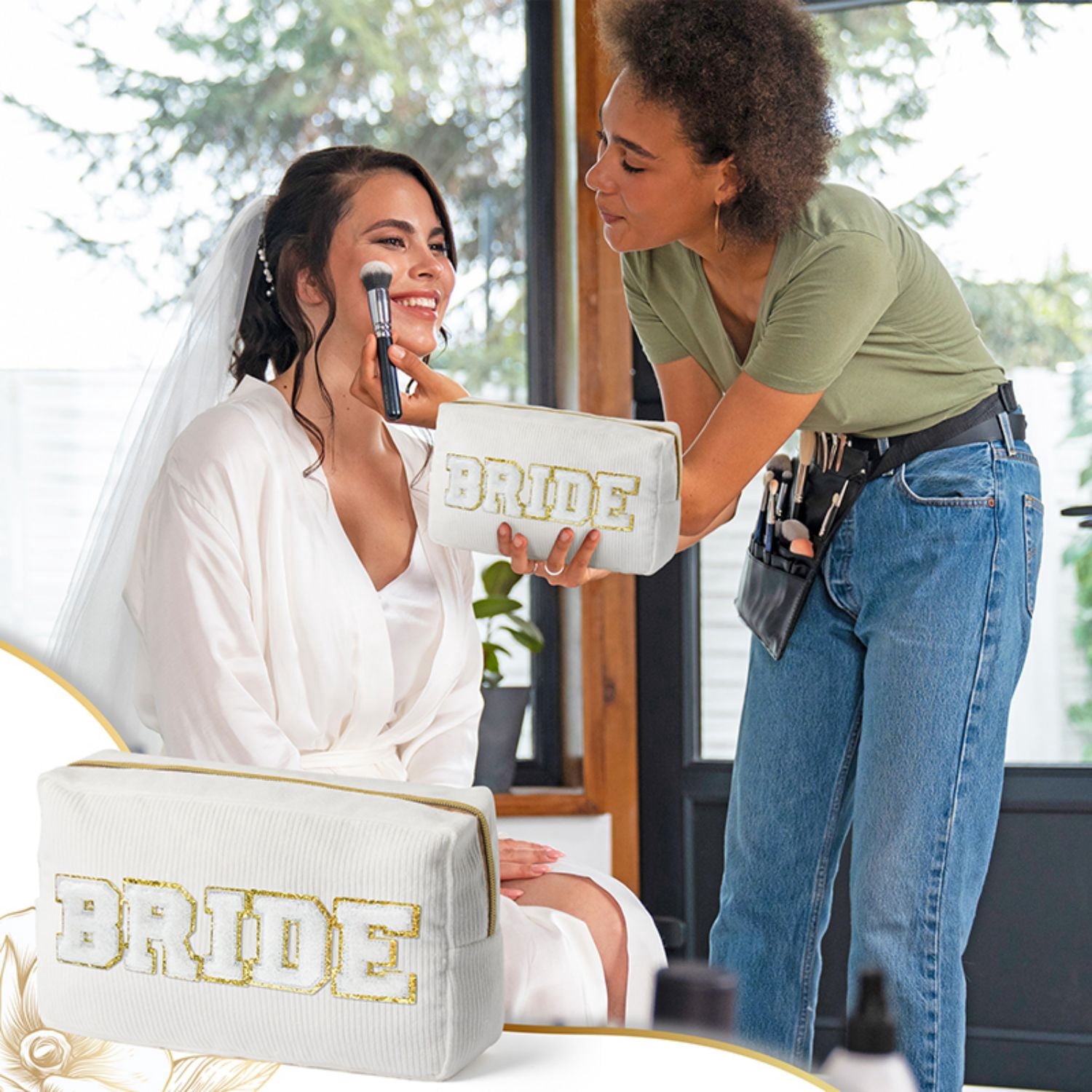 Cosmetic Toiletry Bag BRIDE White Makeup Bag White Corduroy - Walmart.com