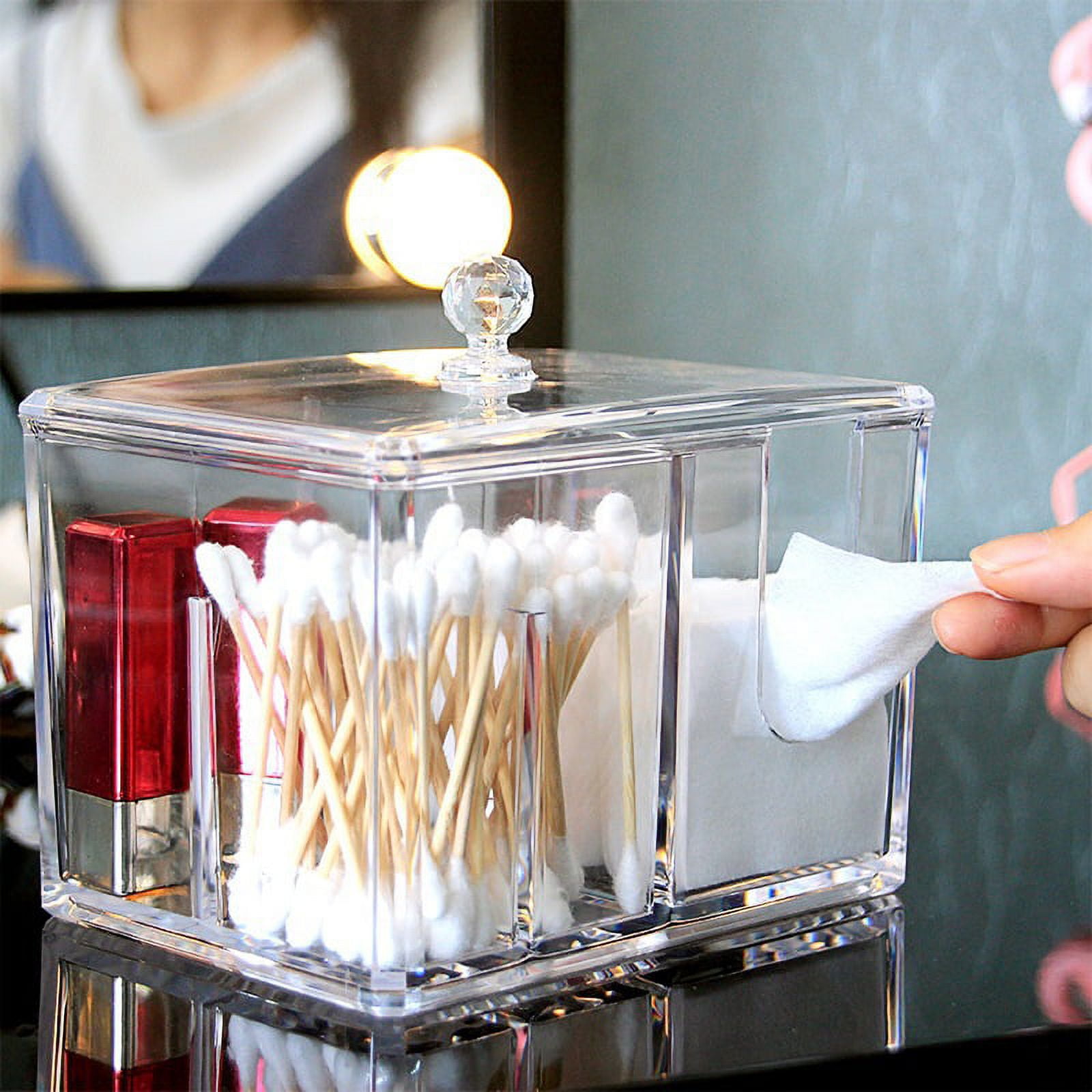 Cosmetic cotton storage box with lid cotton swab box transparent ...