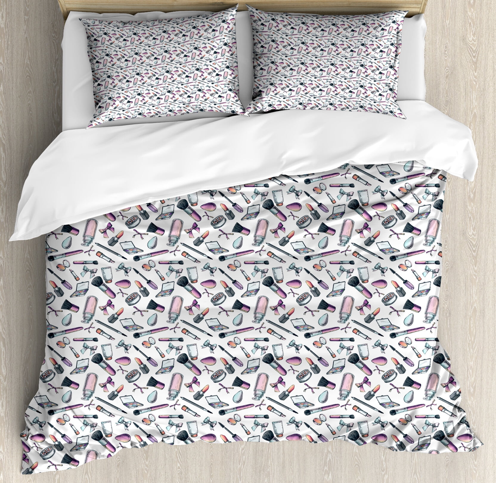 Cosmetics Duvet Cover Set, Girly Fashion Makeup Female Beauty Eyeliner ...