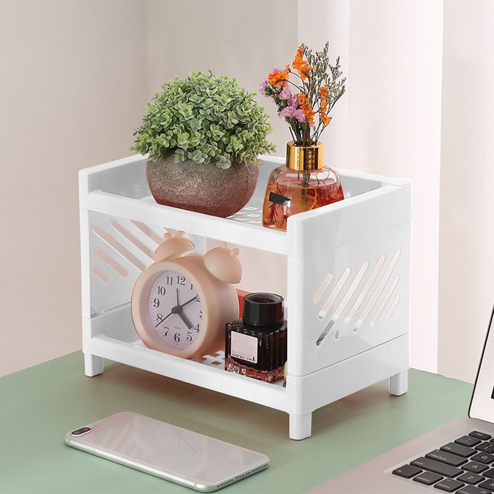 Cosmetics Organizer Storage Rack, Double-layer Desktop Cabinet, Hollow ...