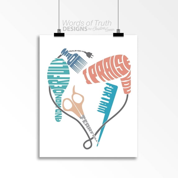 Cosmetology Scripture Word Art Print With Psalm, Fearfully And ...