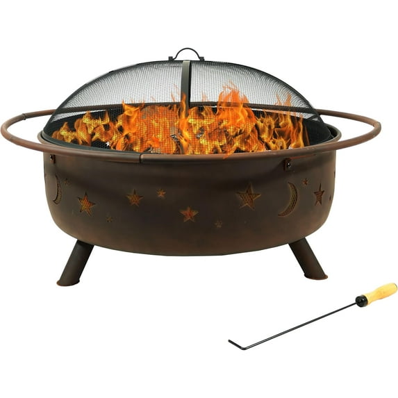 Cosmic 42-Inch Large Outdoor Fire Pit - Wood-Burning Fire Pit with ...