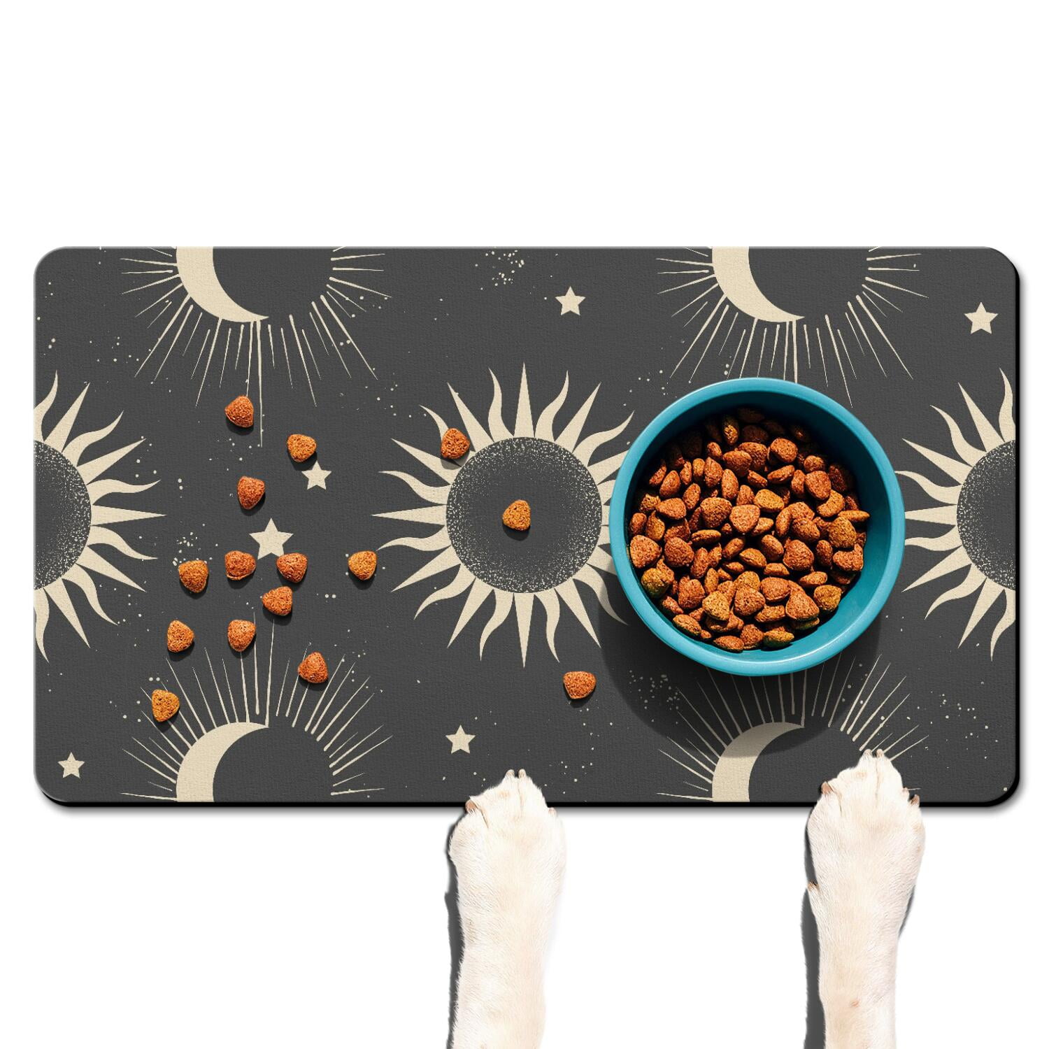 Cosmic Aesthetic Pet Food Mat - Vintage Celestial Dog Bowl Mat with ...