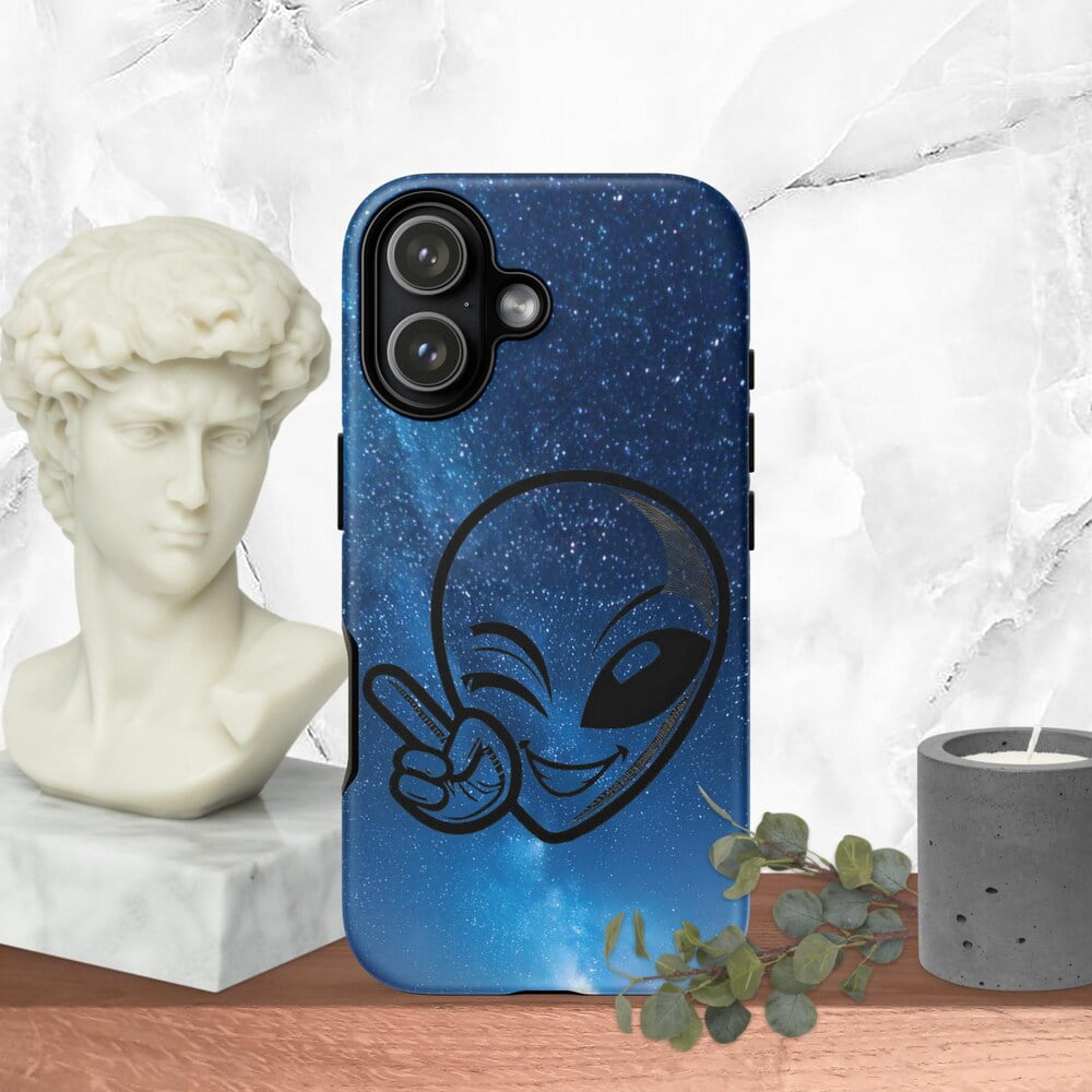 Cosmic Alien Blue Galaxy Space Humor Phone Case 17 16 15 14 13 12 11 ...