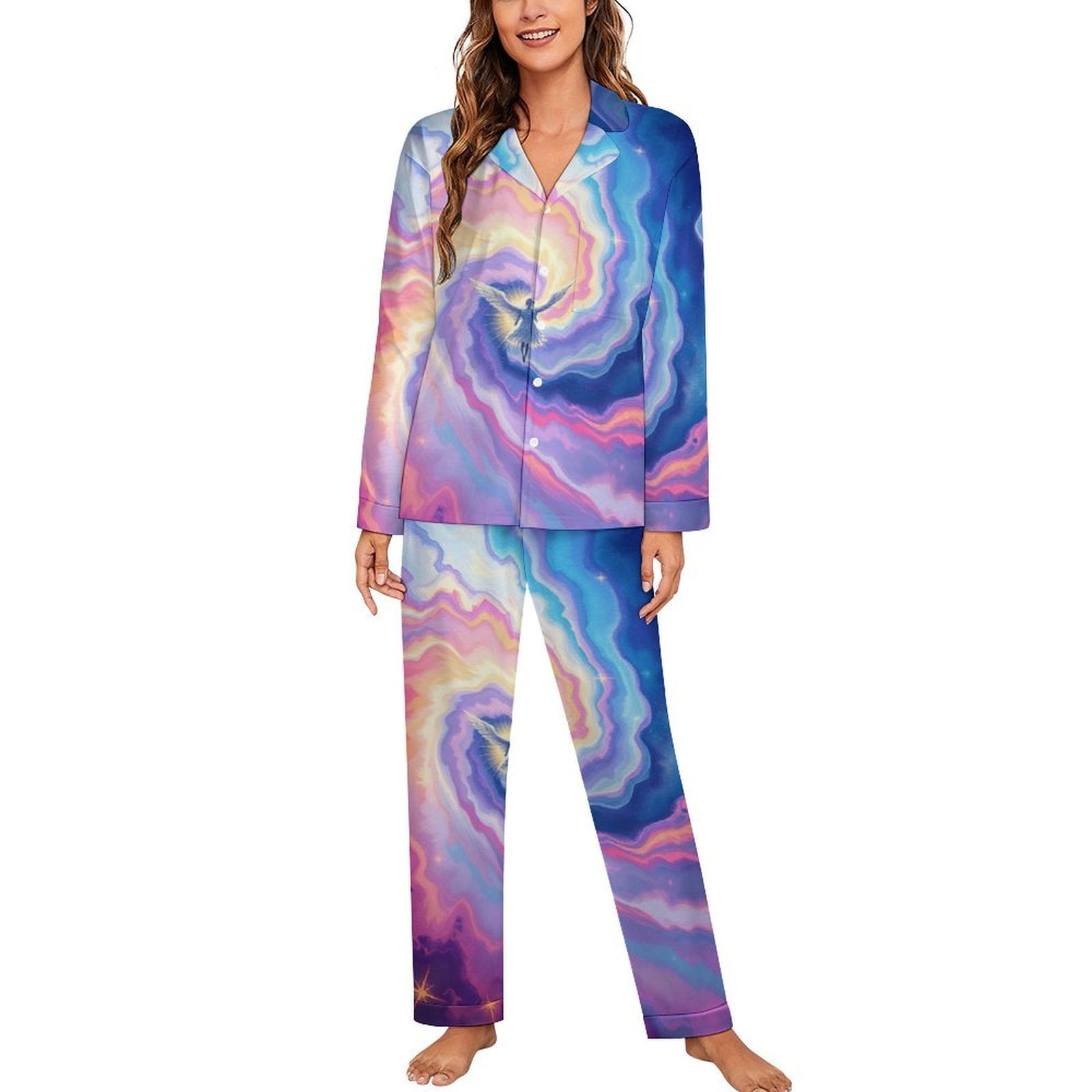 Cosmic Angel Flight Pajamas Woman Home Suit Autumn Long Sleeve 2 Piece ...