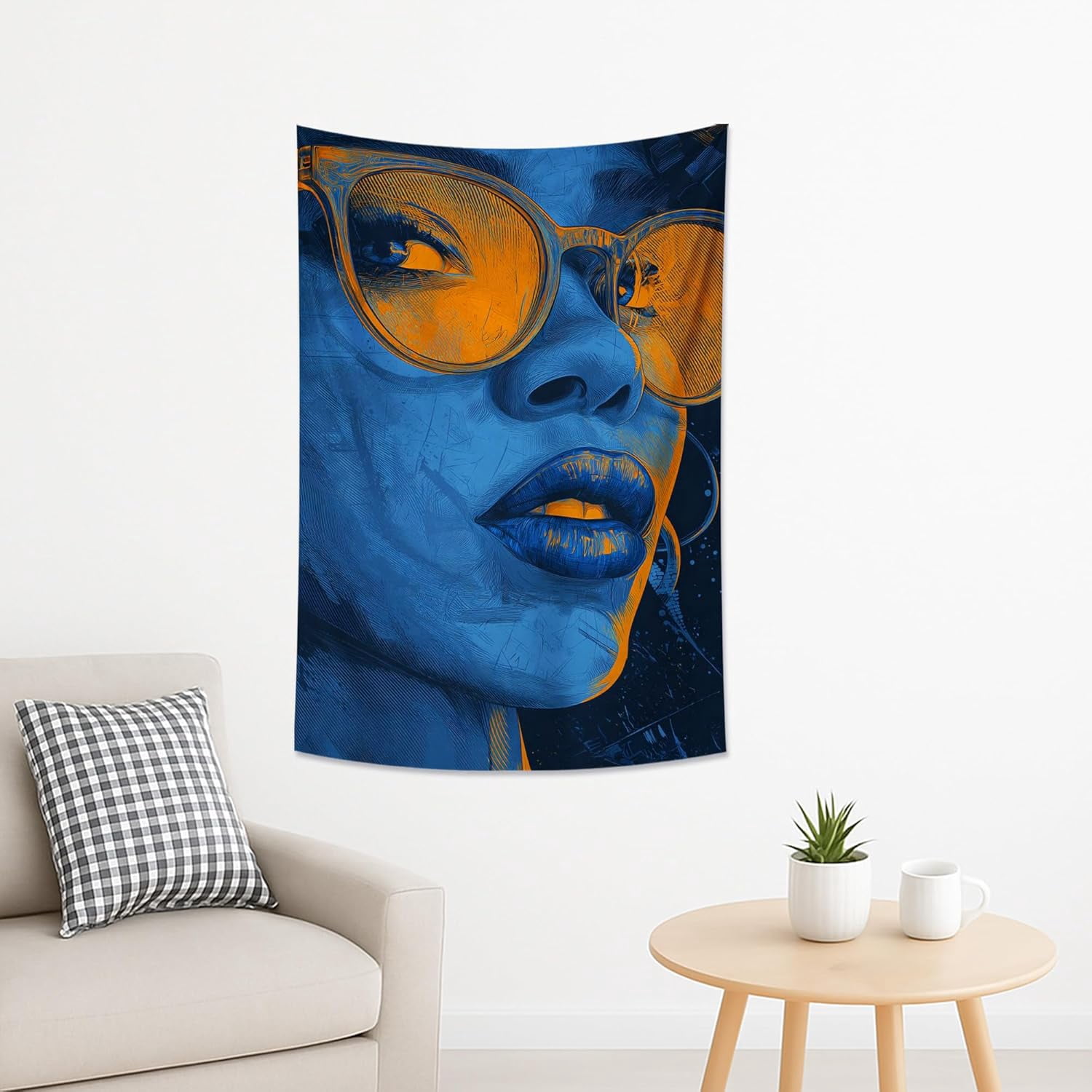 Cosmic Blue and Orange Tapestry, Geometric Patterns Modern Decorative ...