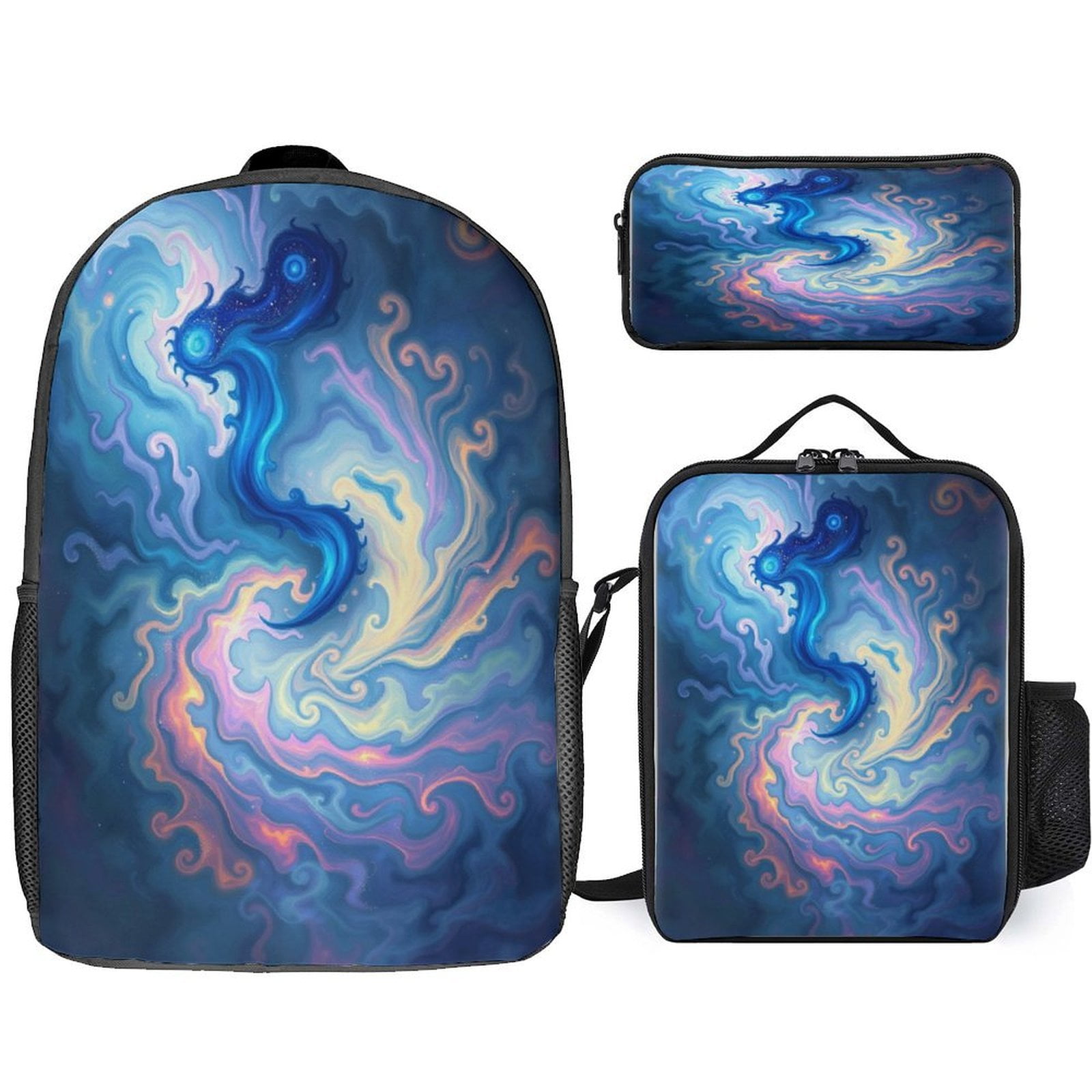 Cosmic Blue Swirl 3pcs/Set Bags Laptop Daypack Backpack Lunch Bag ...