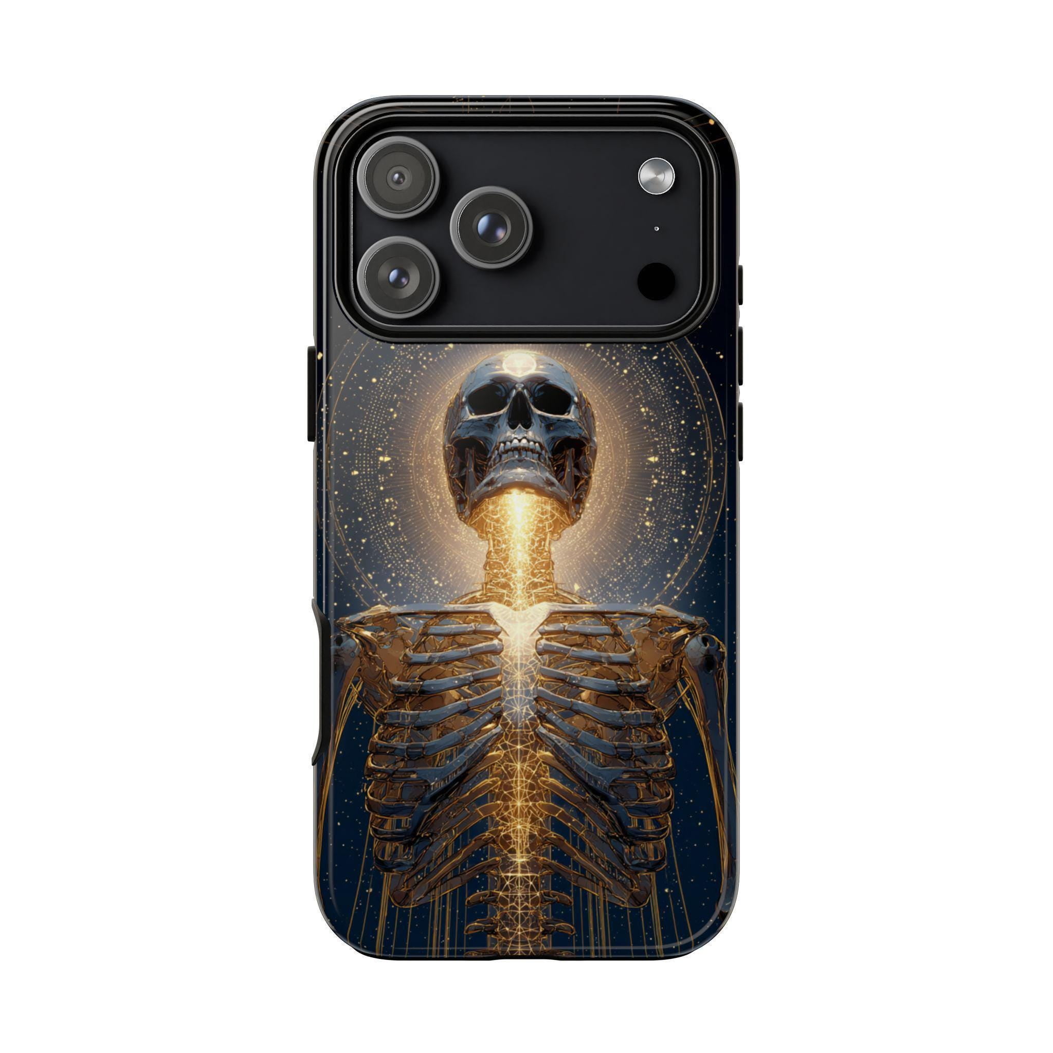 Cosmic Bone Helm Golden Light Celestial Radiance Art Phone Case with ...