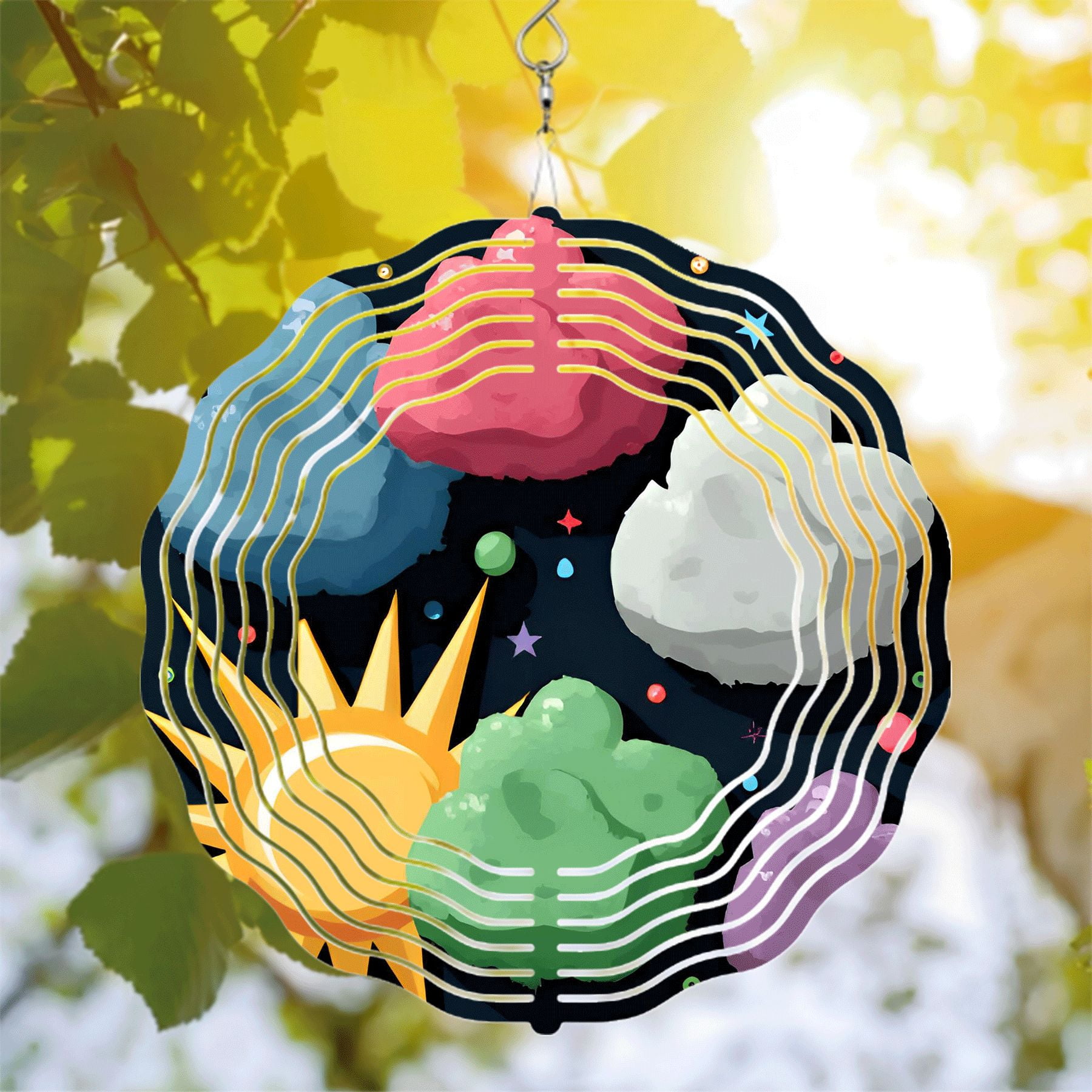 Cosmic Brain Design Metal Wind Spinner & Chime - Colorful Celestial ...