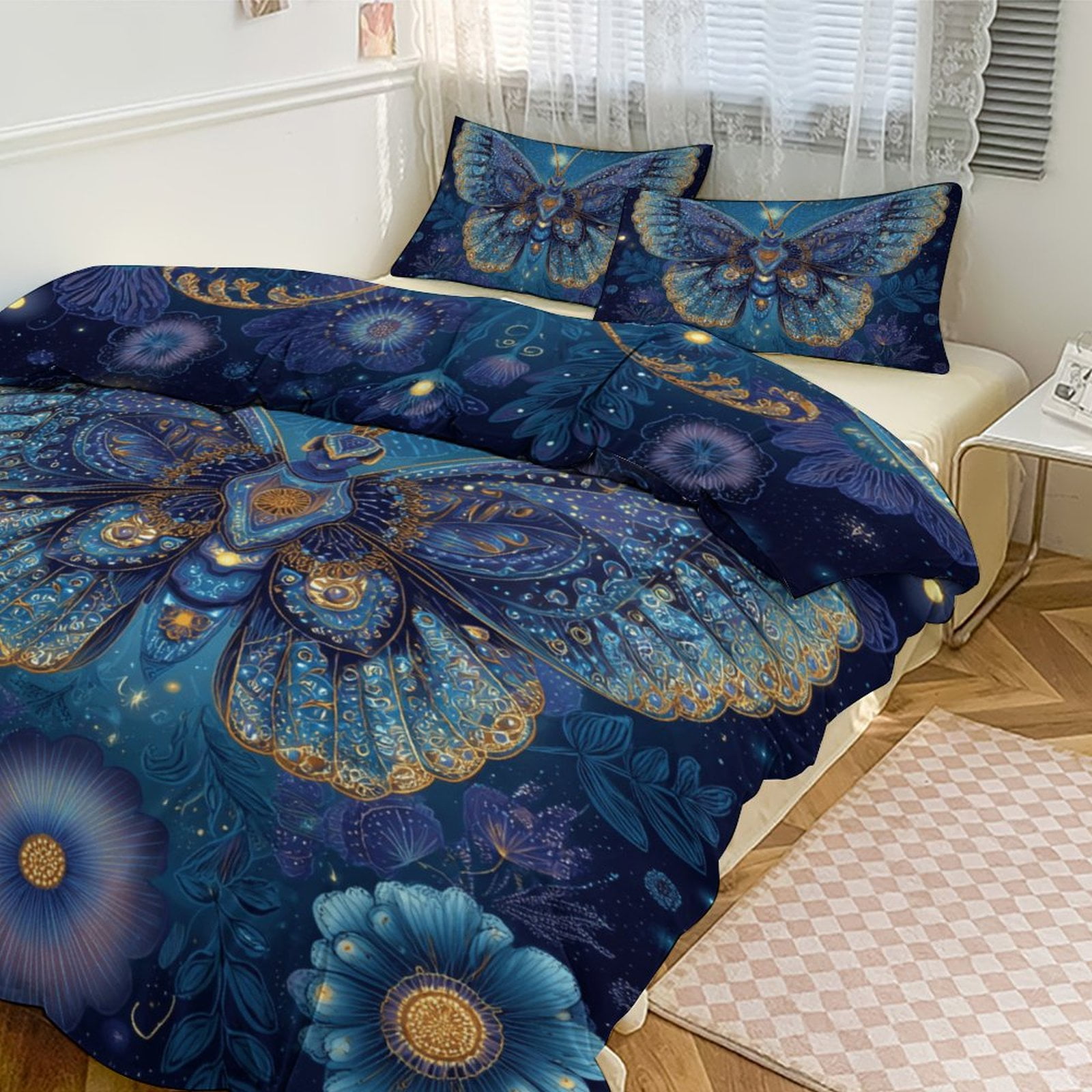 Cosmic Butterfly Floral Night Design Art Bedding Set with Zipper ...