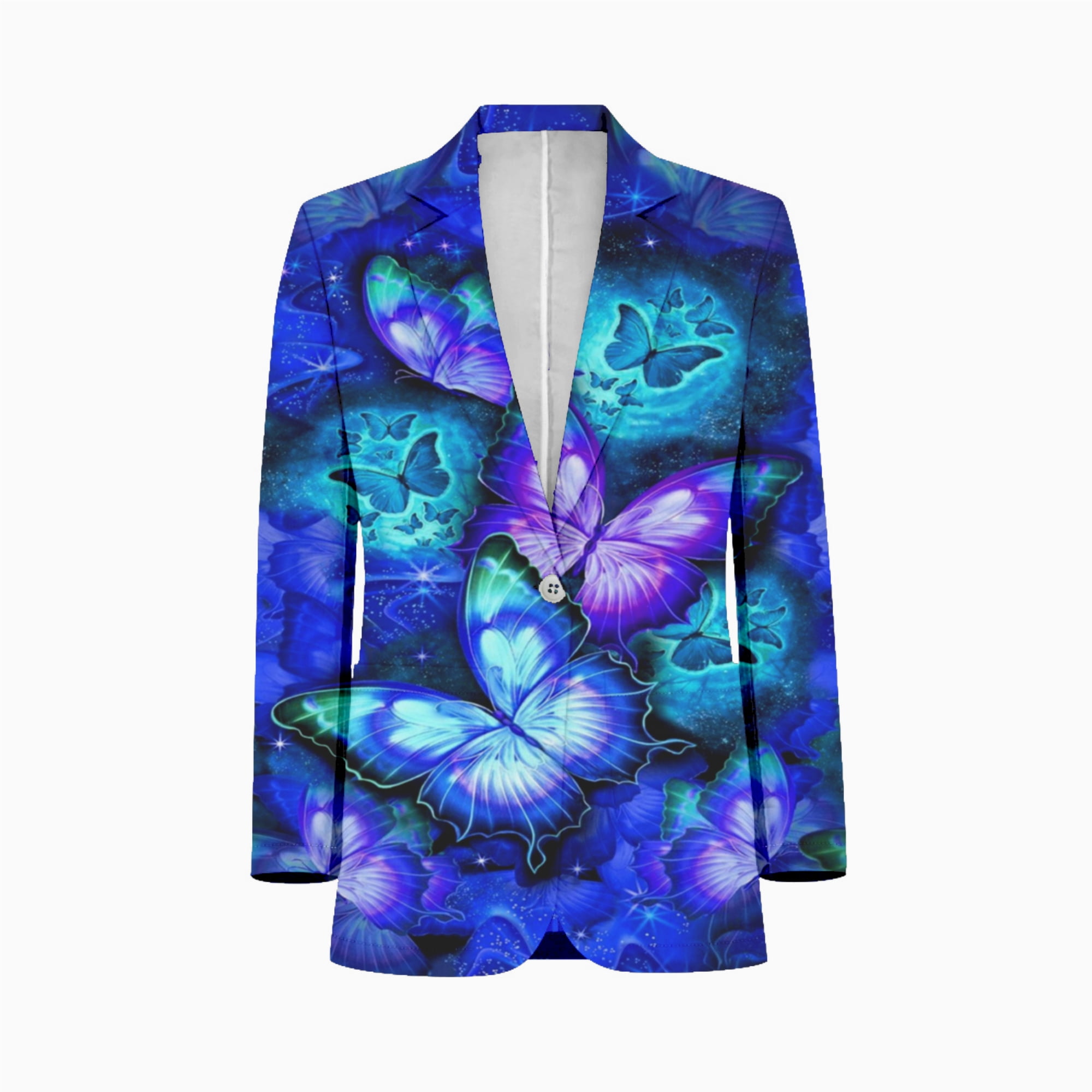 Cosmic Butterfly Purple Customized Men's Suits full man Shawl Collar ...