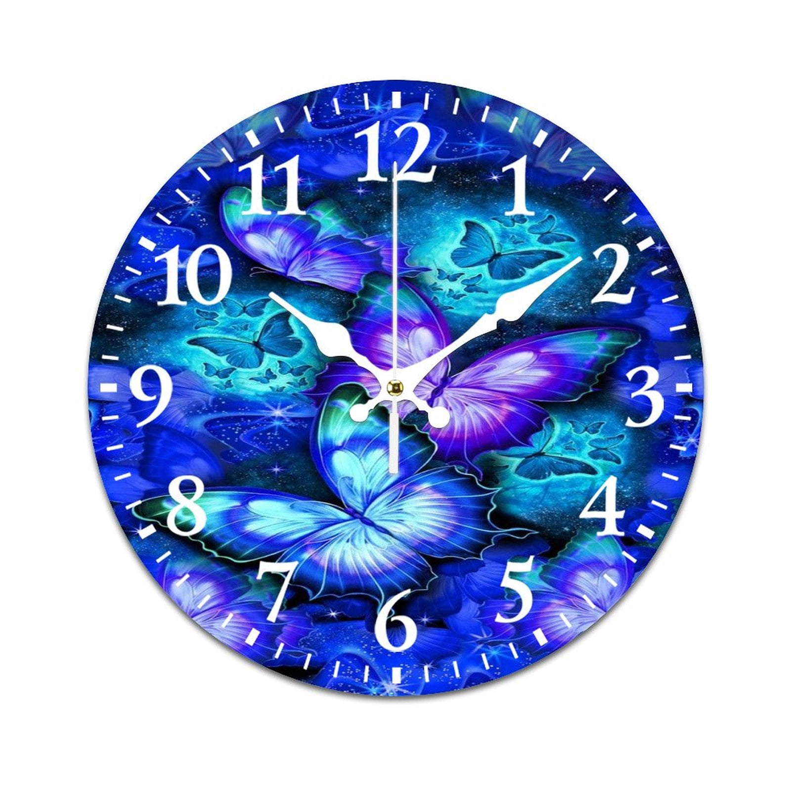 Cosmic Butterfly Purple Wall Clock Modern Design Clocks Wall Hanging ...