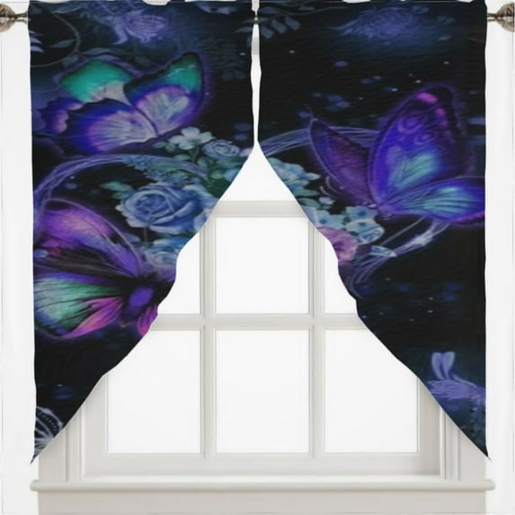 Cosmic Butterfly Swag Valances For Windows 2 Pack For Kitchen Living ...