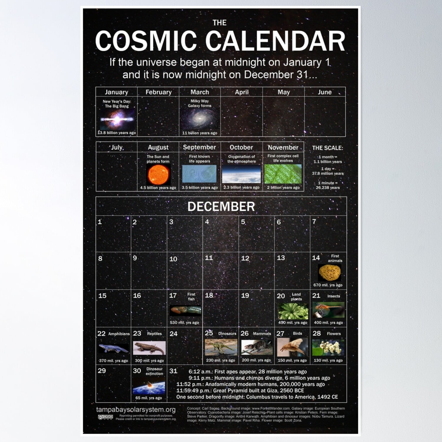 Cosmic Calendar Poster Wall Art, Modern Wall Decor, 24x36 UNFRAMED ...