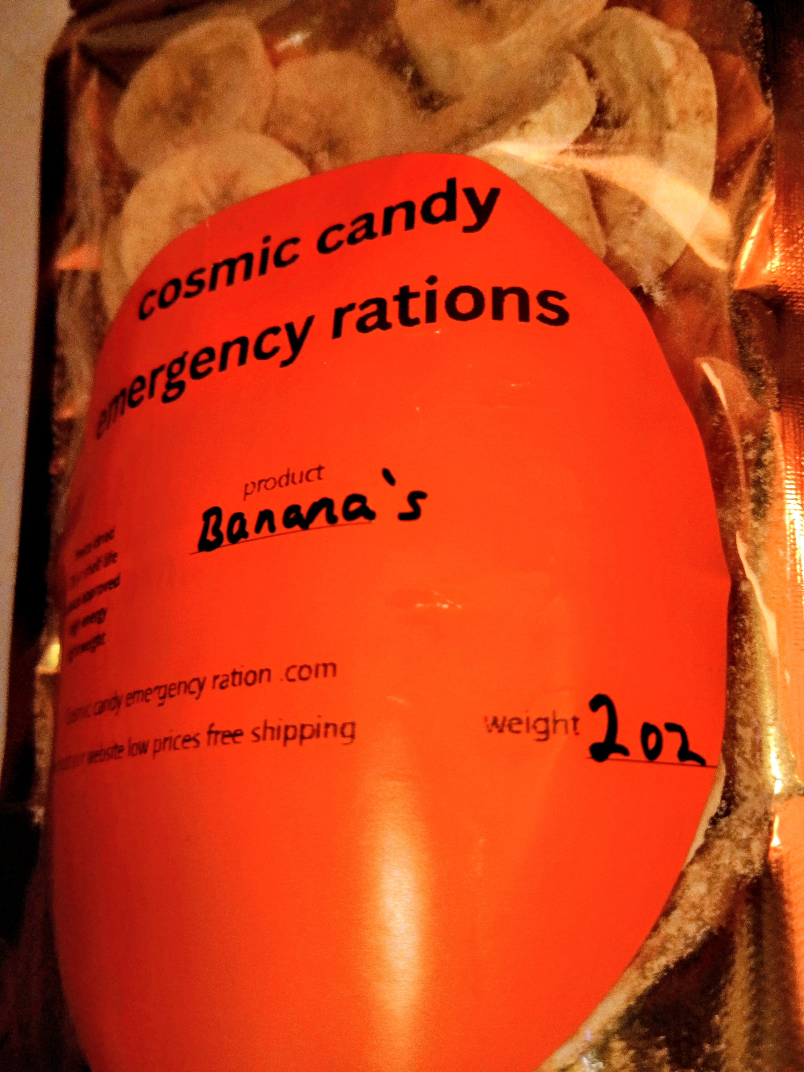 Cosmic Candy Emergency Ration freeze dried bananas 2 oz bag - Walmart.com