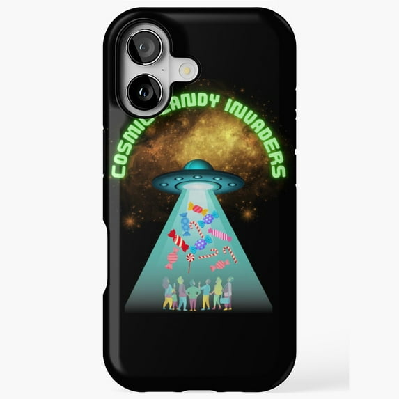 Cosmic Candy Invaders Retro Game Design Tough Case for iPhone 17 16 15 ...