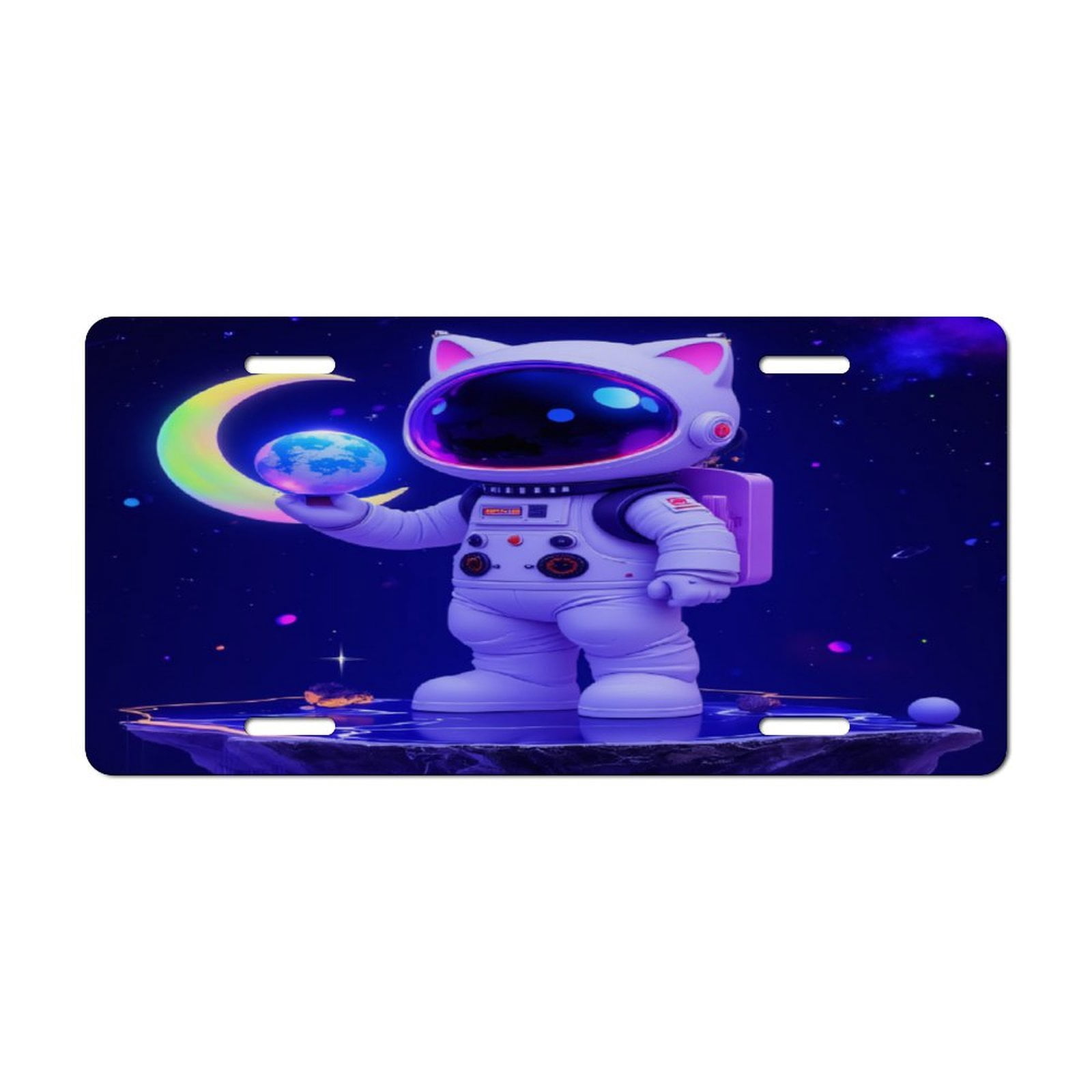 Cosmic Cat Astronaut Car Decorative Front License Plate,Vanity Tag ...