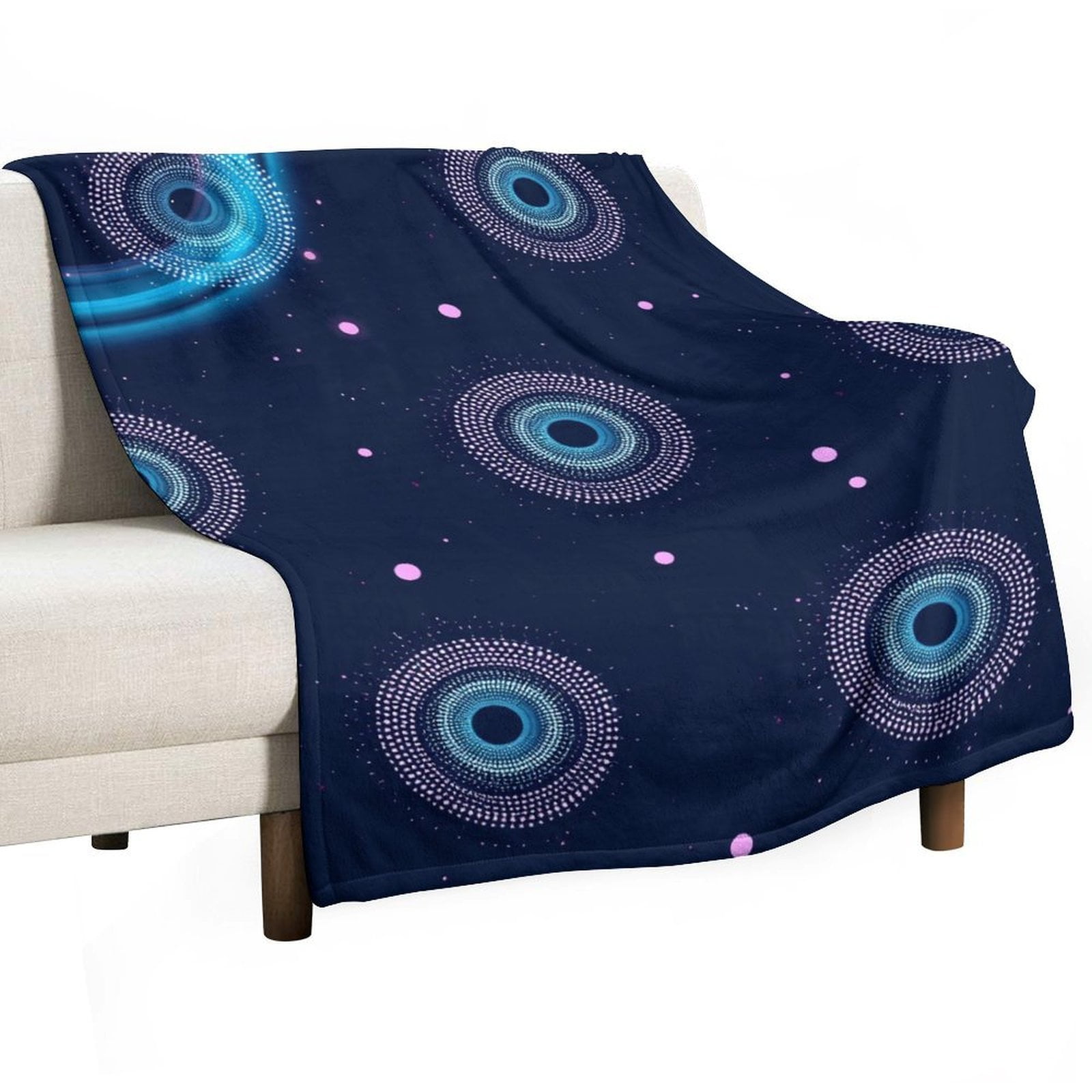 Cosmic Circle Pattern Soft Flannel Blanket for Beds Bedroom Sofa Picnic ...