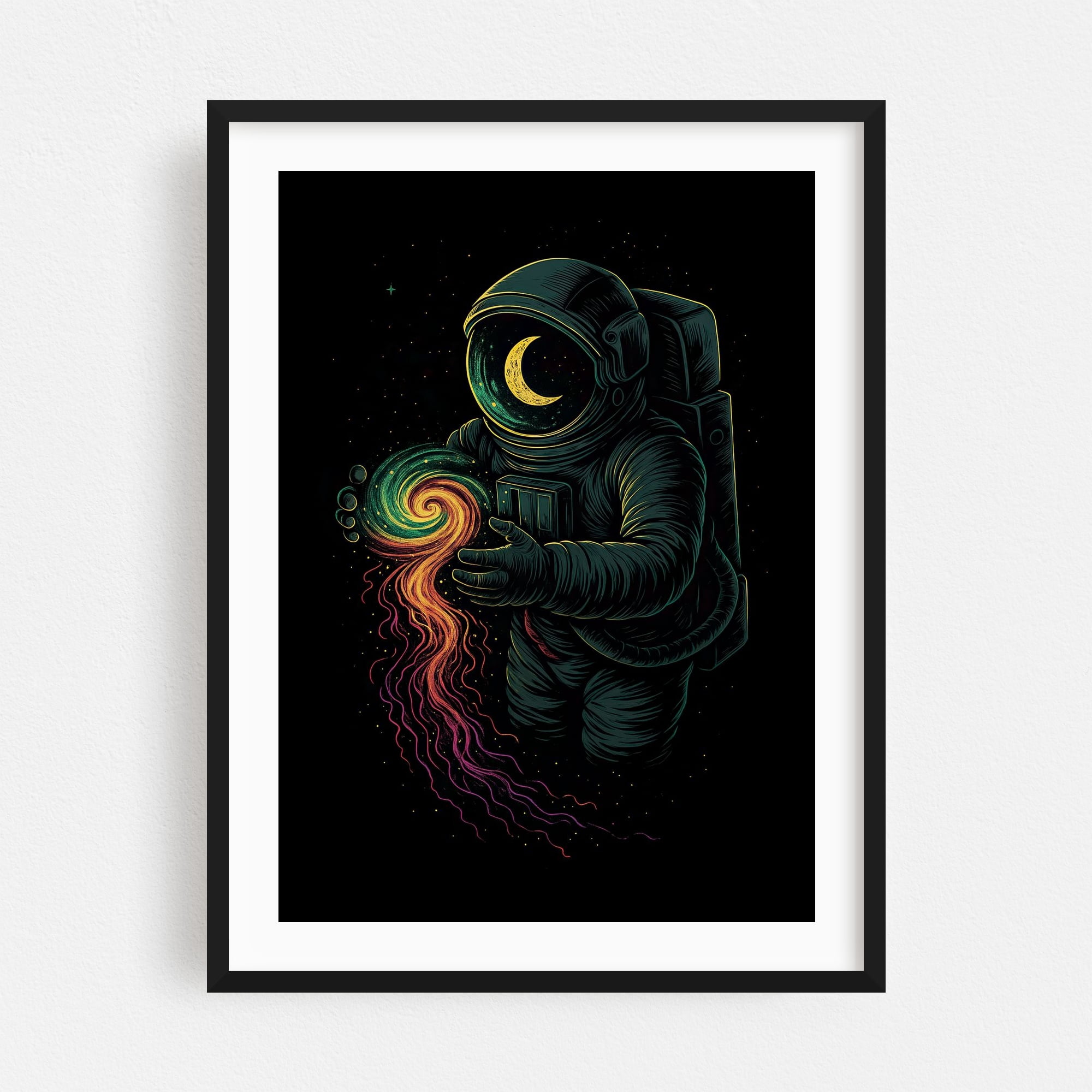 Cosmic Conjuror: Astronaut & Swirling Galaxy - Digital Art Astronaut ...