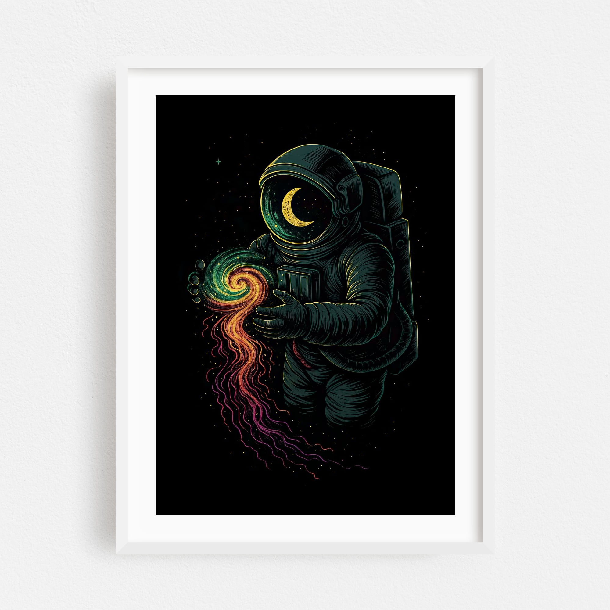 Cosmic Conjuror: Astronaut & Swirling Galaxy - Digital Art Astronaut ...