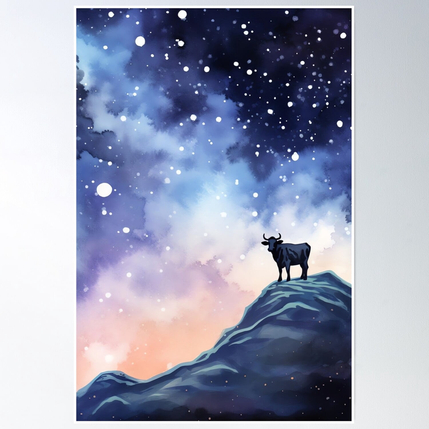Cosmic Cow Poster Wall Art, Modern Wall Decor, 8x12 UNFRAMED - Walmart.com