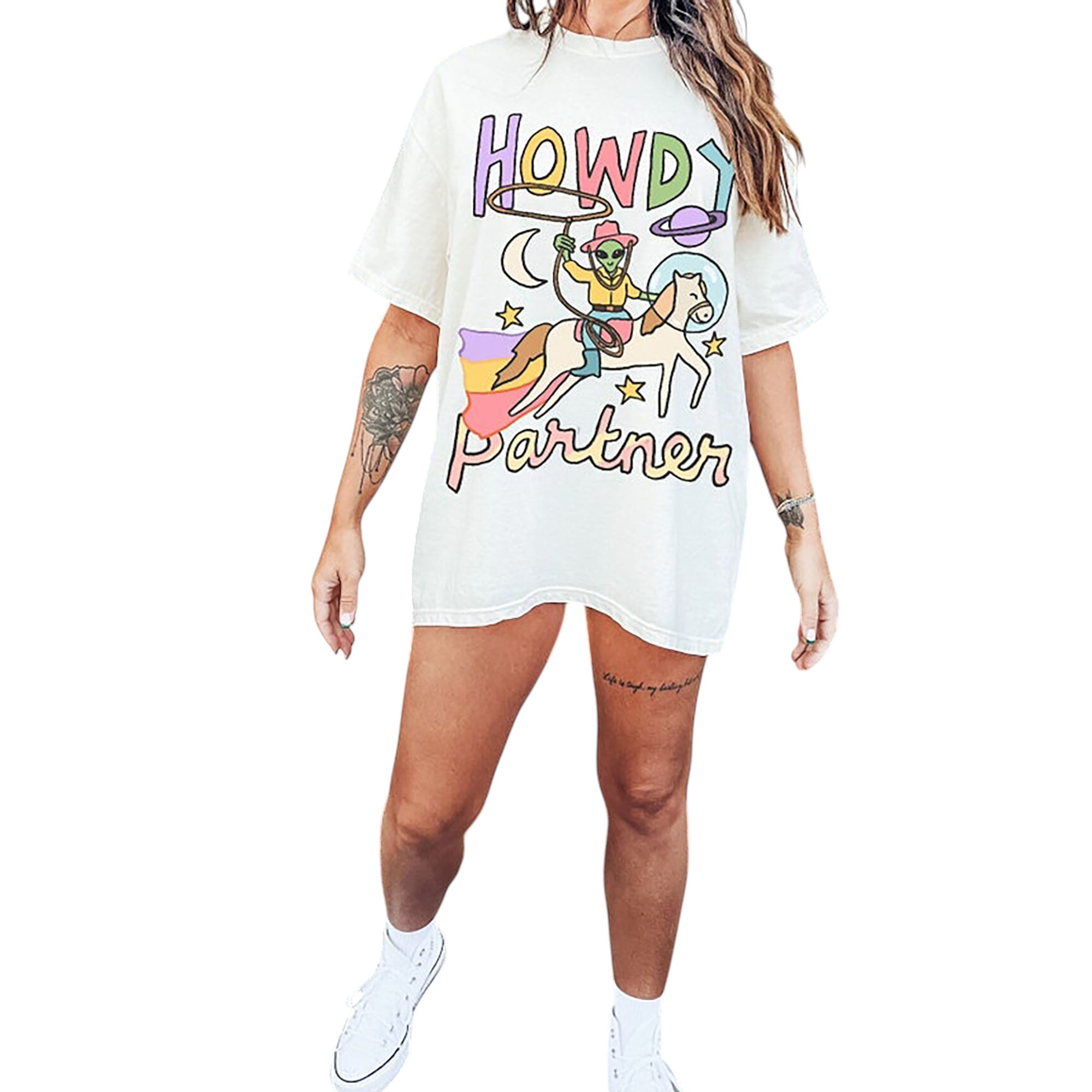 Cosmic Cowboy Ufo Retro Unisex Classic 2D T-Shirt - Vintage Alien Howdy ...