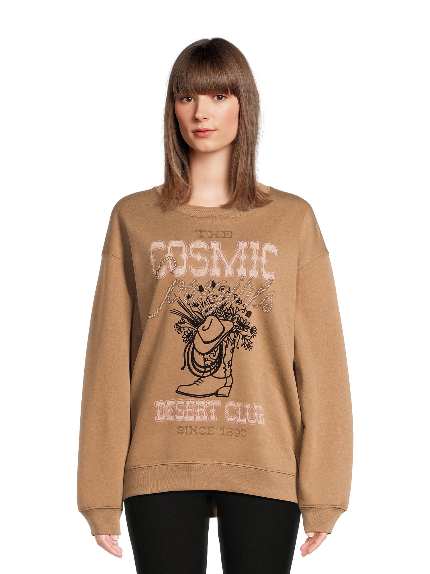 Cosmic Cowgirls Women's Juniors Graphic Fleece Sweatshirt with Long ...