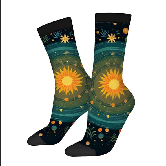 Cosmic Design Socks - 2 Pairs of Unisex Trendy Socks with Sun Stars ...
