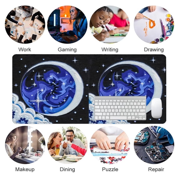 Cosmic Dragon Moon Design Mouse Pad 31.5 x 11.82 Inches Rubber Desk ...