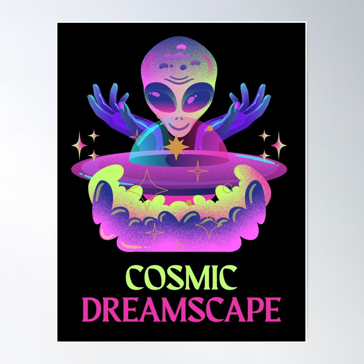 Cosmic Dreamscape Alien - Apparel Design Poster Wall Art, Modern Wall ...