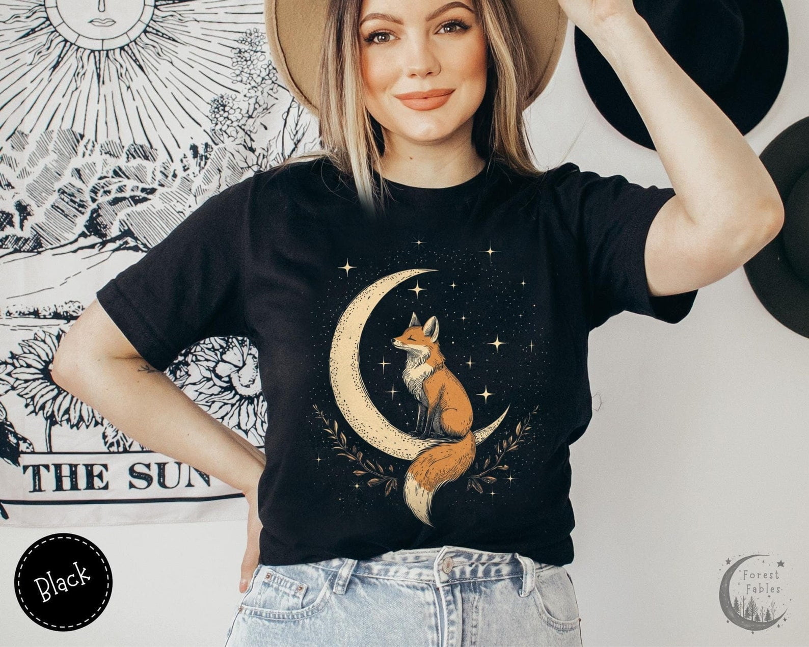 Cosmic Dreamy Fox TShirt, Celestial Dreamer Shirt, Vintage Boho Shirt ...