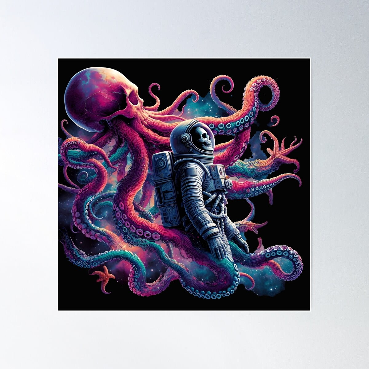 Cosmic Encounter: Astronaut & Octopus In Celestial Embrace Poster Wall ...