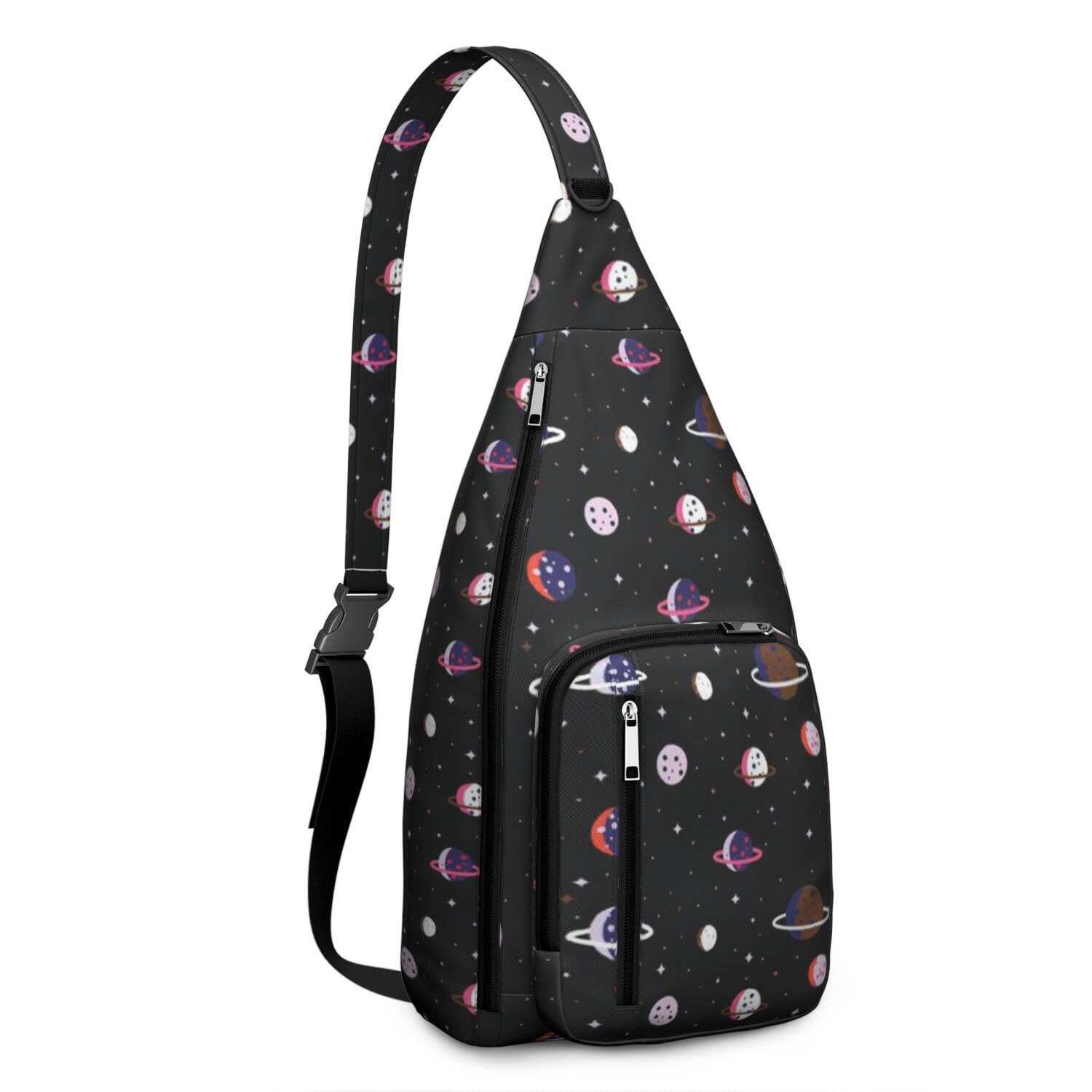 Cosmic Explorer Sling Backpack - Sci-Fi Themed Design with Celestial ...