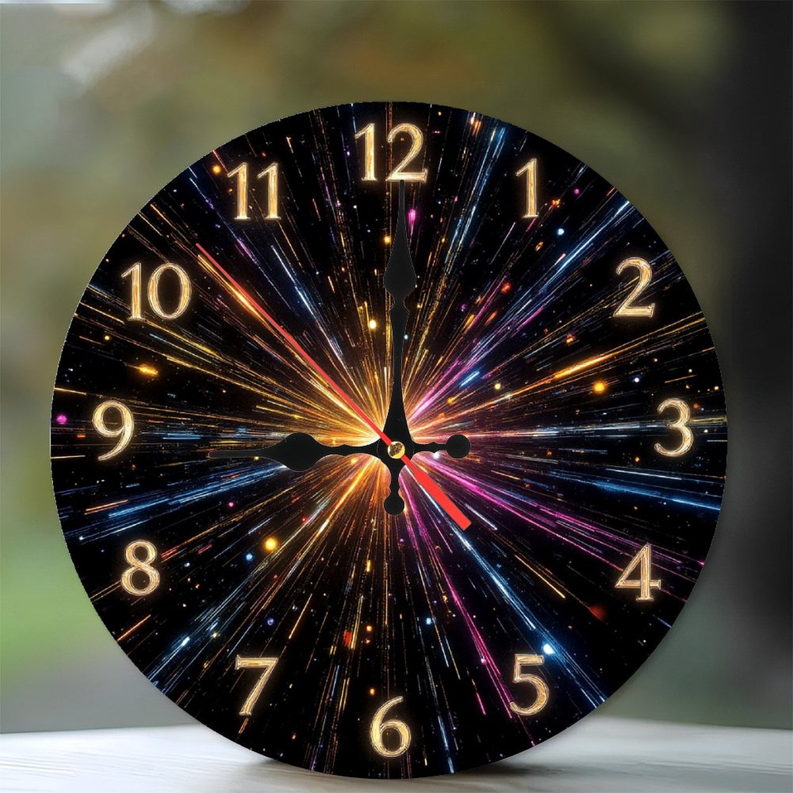 Cosmic Explosion Clock Wall Decor 10-Inch Silent Wooden Wall Clock ...