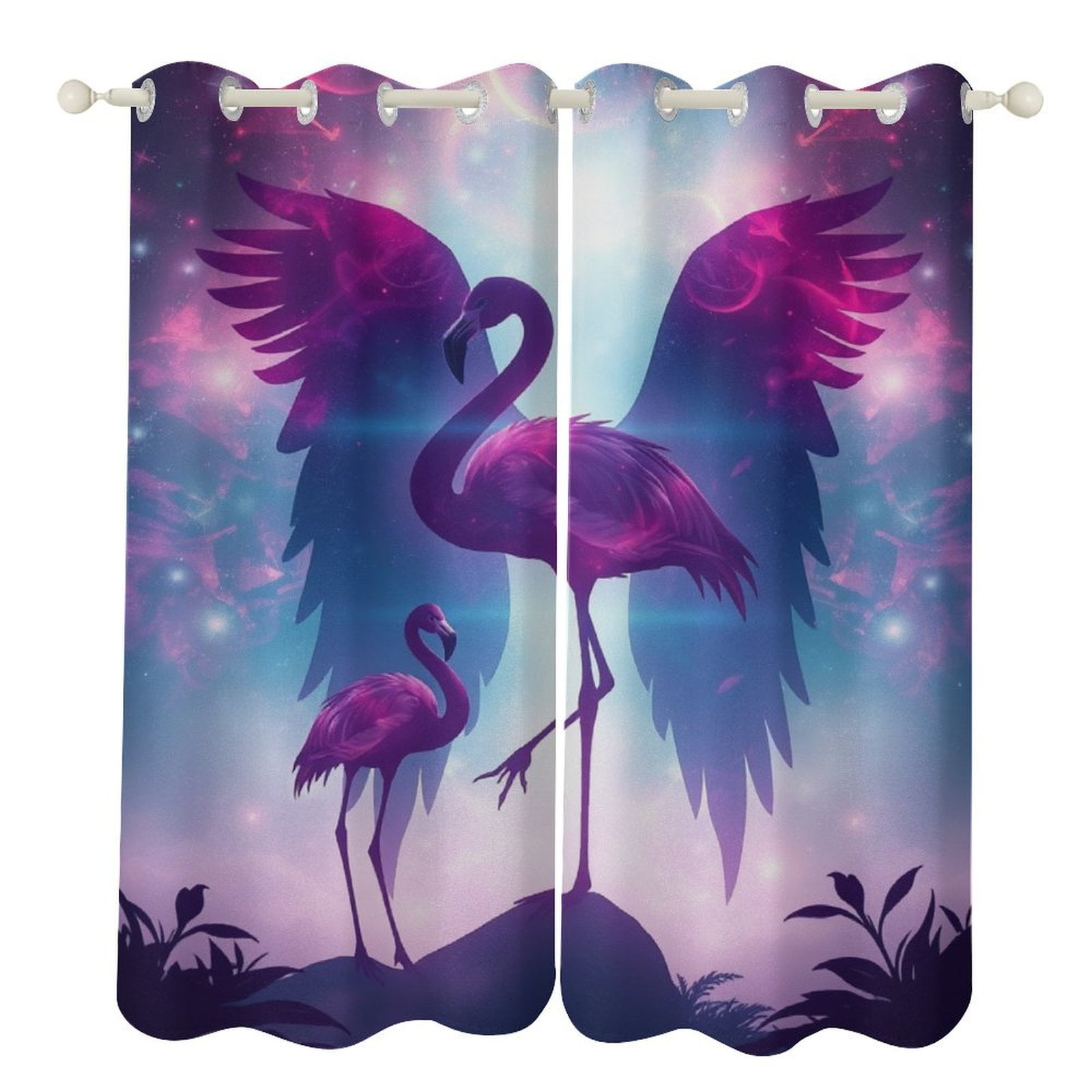 Cosmic Flamingos Wings Window Drapes For Kids Boys Girls Bedroom ...