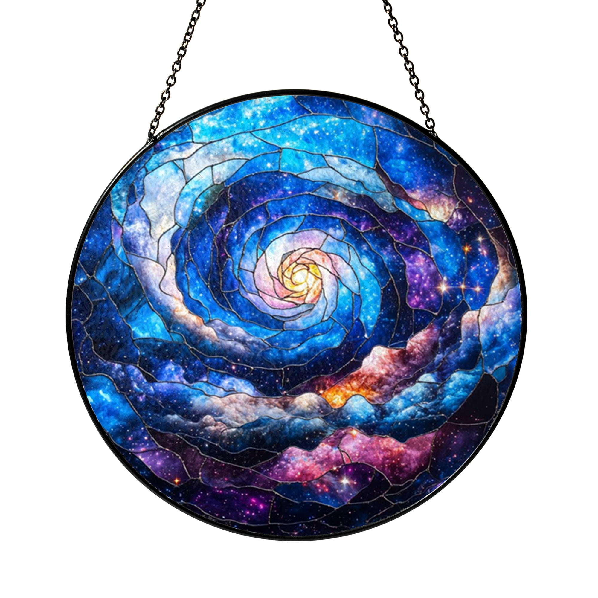 Cosmic Galaxy Stained Glass Suncatcher Window Decor, Spiral Nebula ...