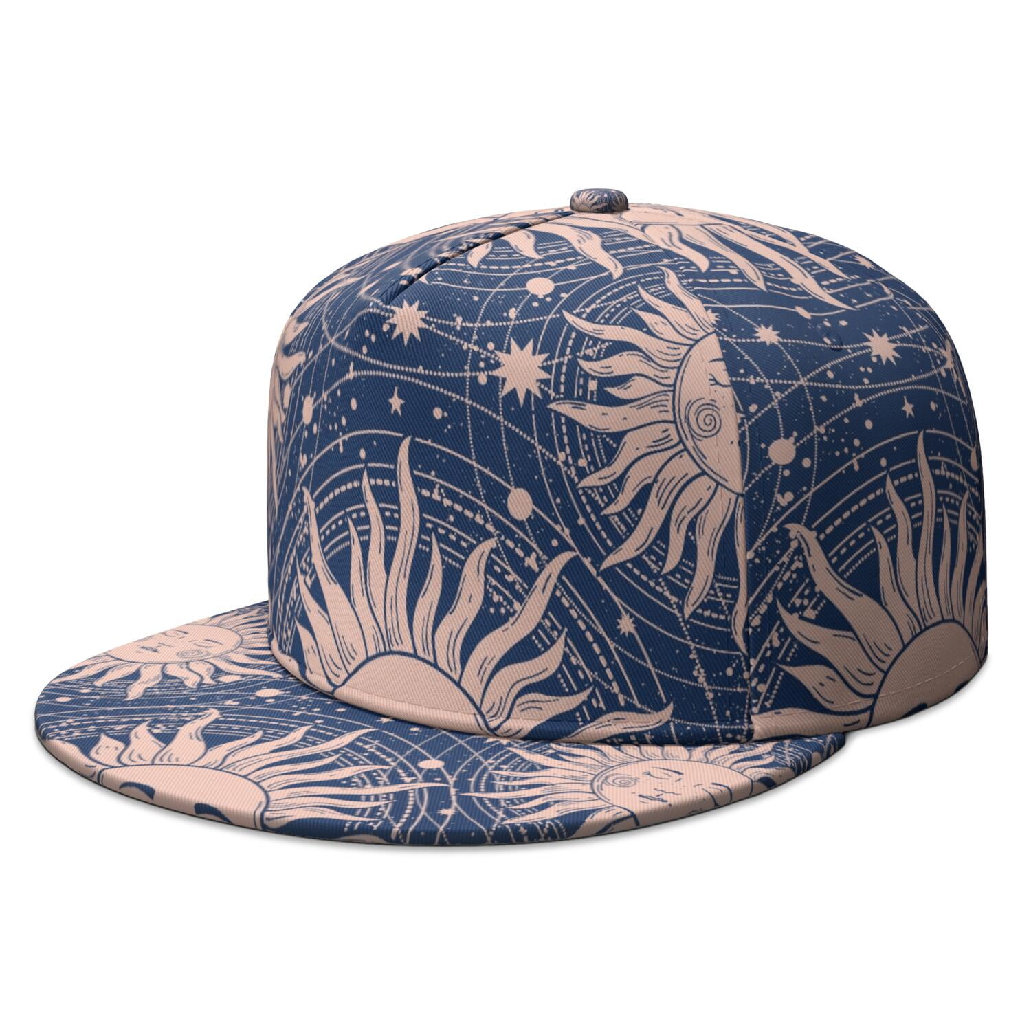 Cosmic Gothic Flat Brim Hat - Adjustable Snapback Cap with Starry Night ...