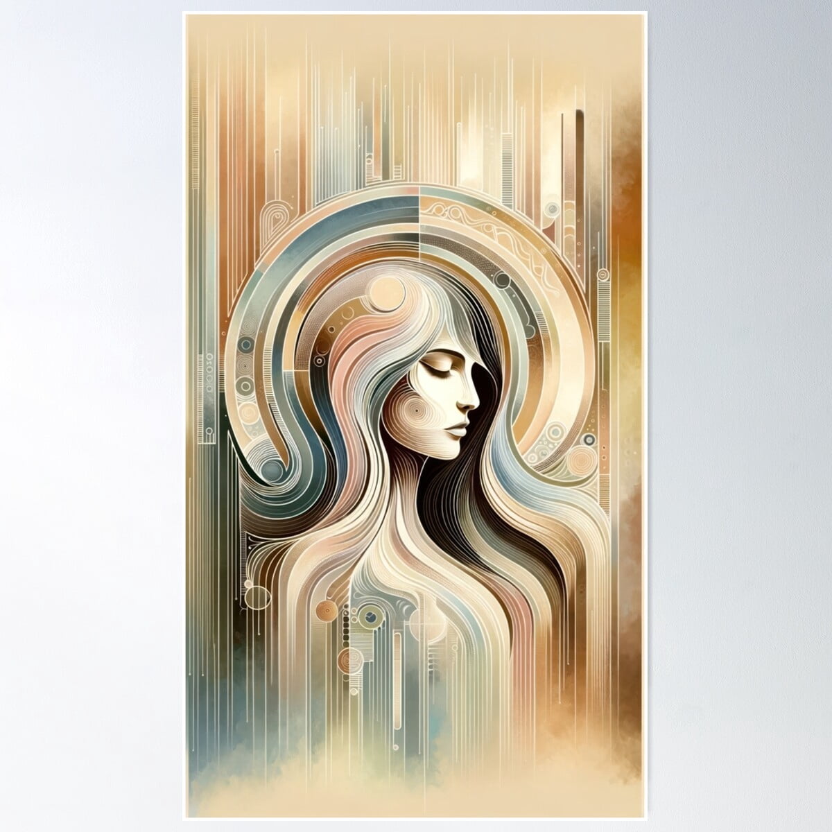 Cosmic Harmony Abstract Portrait Poster Wall Art, Modern Wall Decor For ...
