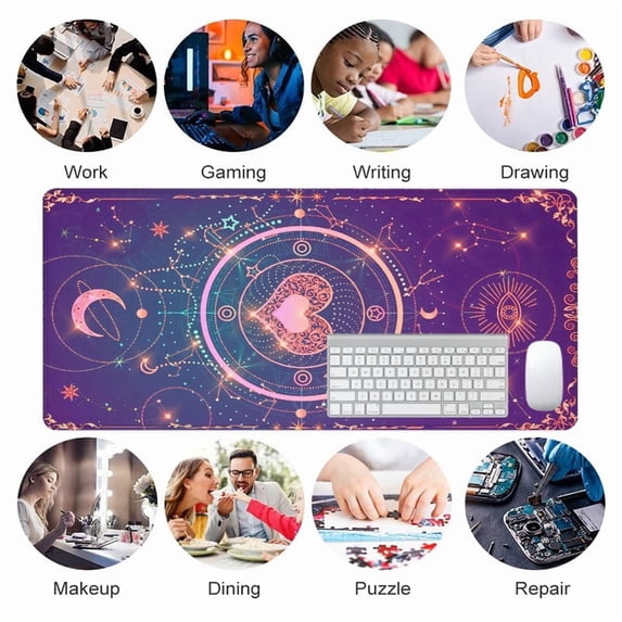 Cosmic Heart Design Mouse Pad 31.5 x 11.82 inches Rubber Desk Mat with ...