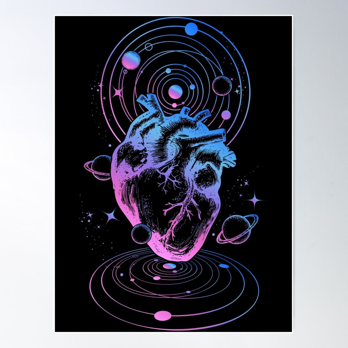 Cosmic Heart - Solar System Poster Wall Art, Modern Wall Decor For ...