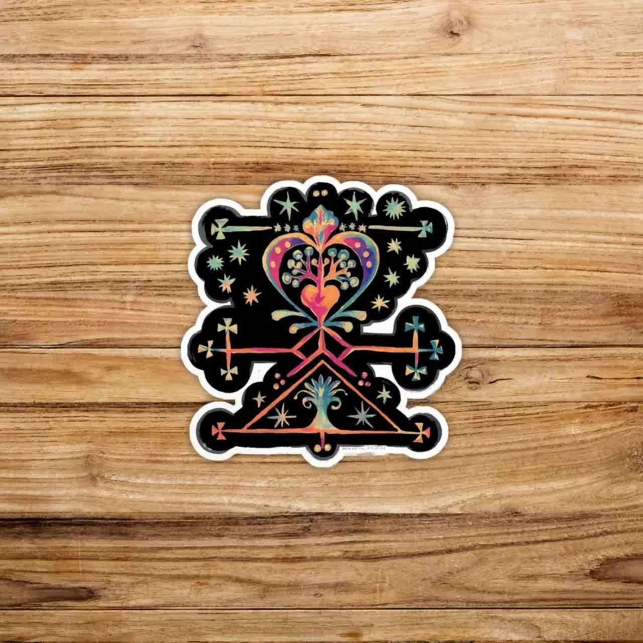 Cosmic Heart Tree Of Life Sticker - Colorful Celestial Mandala ...